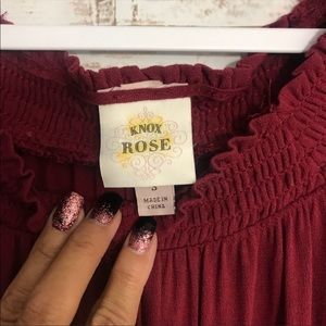 Knox Rose | Tops | Knox Rose Burgundy Off Shoulder Embroidered Blouse ...